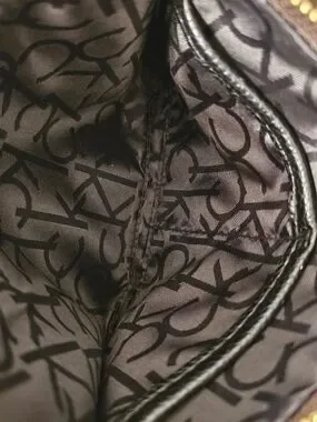 Calvin Klein | Bags | Calvin Klein Brown Monogram Logo Wristlet Clutch ...